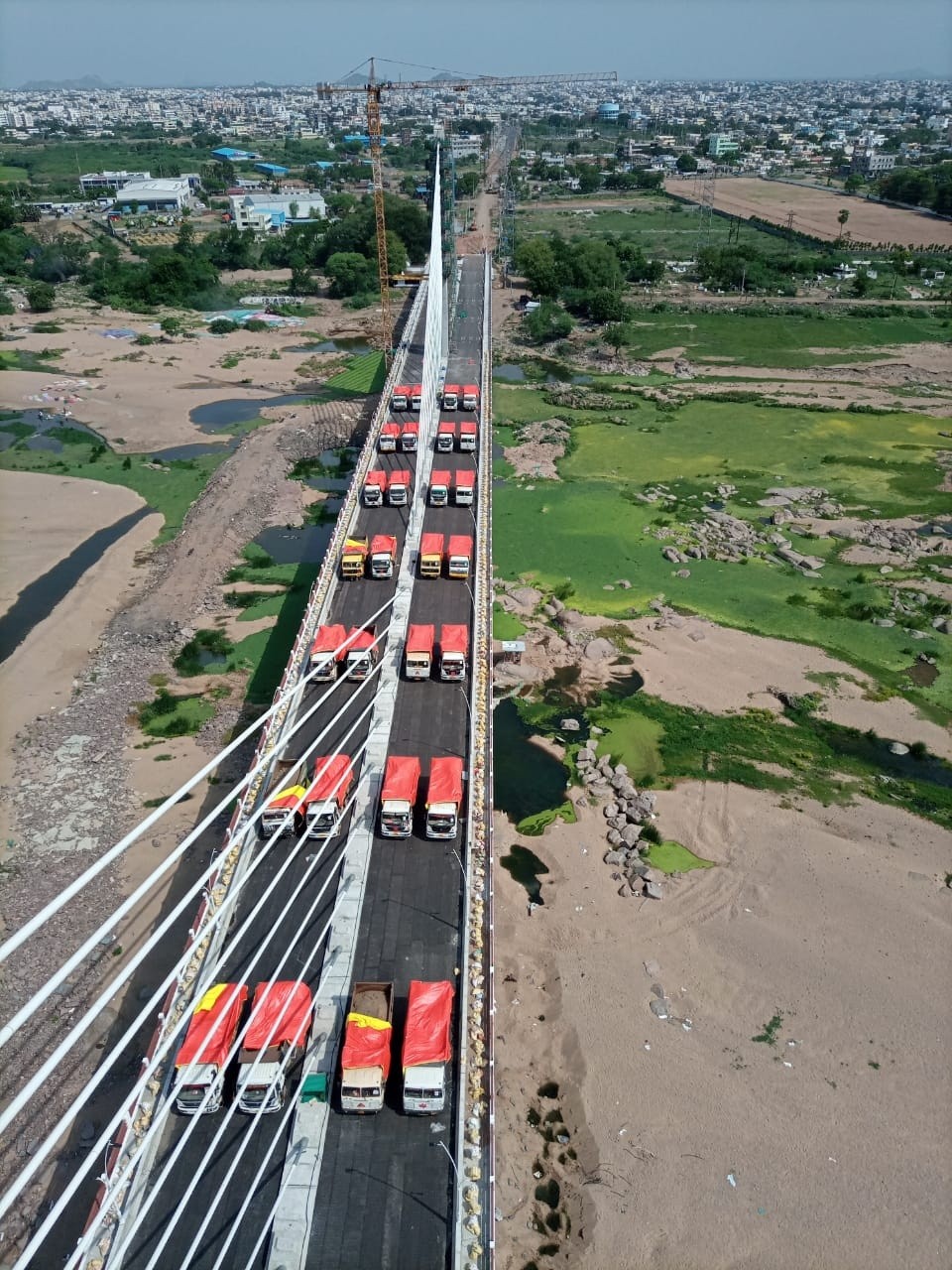 Karimnagar cable bridge undergoing load tests